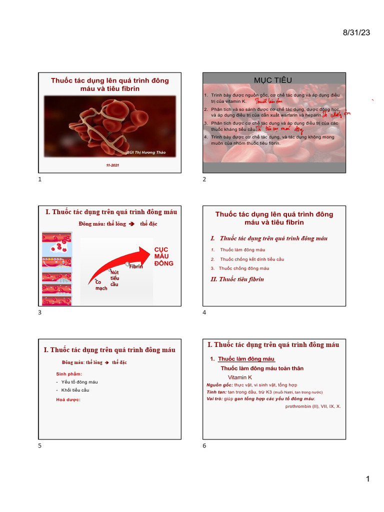 LEC18. Thuốc Tác Dụng Lên Quá Trình Đông Máu Và Tiêu Fibrin | PDF