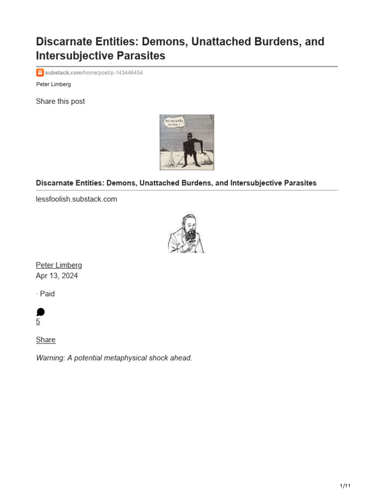 Discarnate Entities: Demons & Parasites | PDF | Experience | Ontology