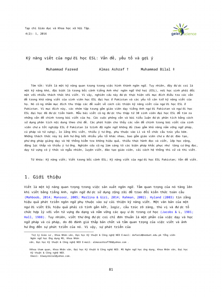 ESL Learners Writing Skills Problems Fac | PDF