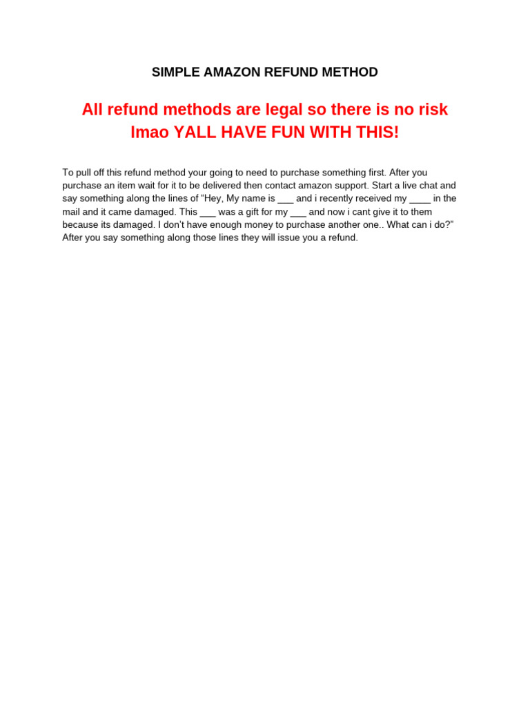 Simple Amazon Refund Method | PDF