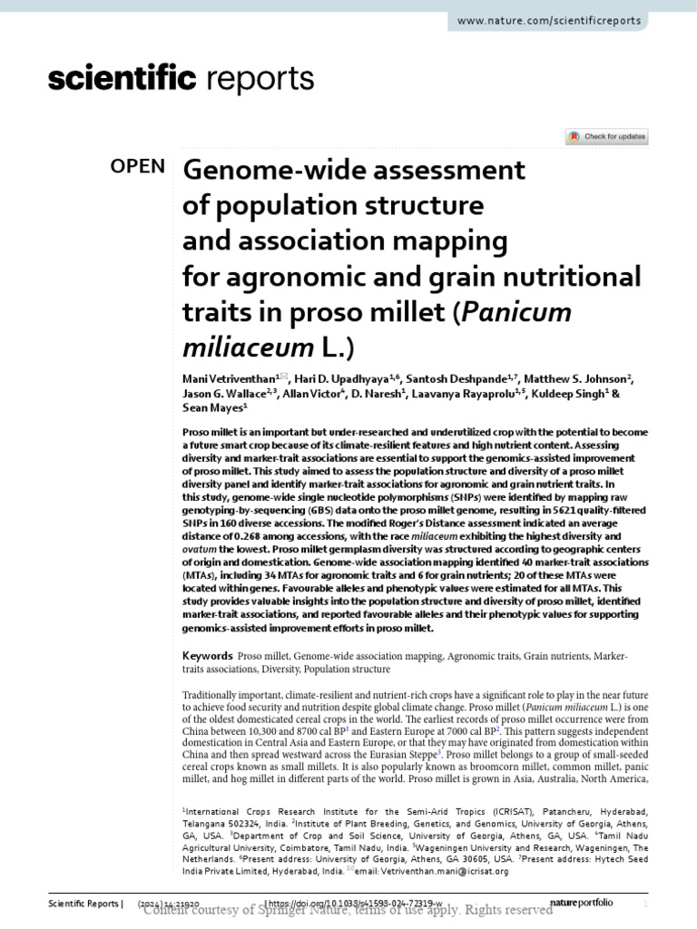 Genome-Wide Assessment of Population Structure and | PDF | Single ...