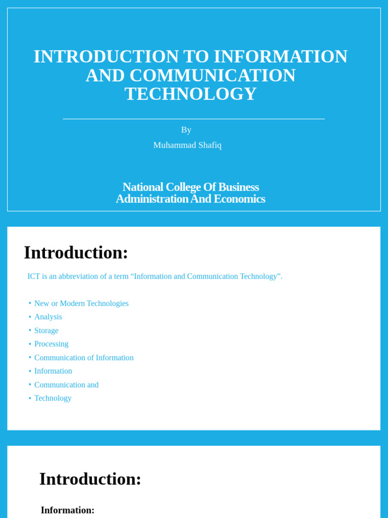Introduction to Information and Communication Technology | PDF ...
