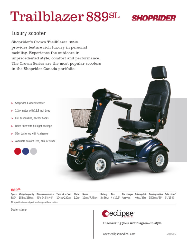 SHOPRIDER-889SL-TrailBlazer-Scooter-English | PDF