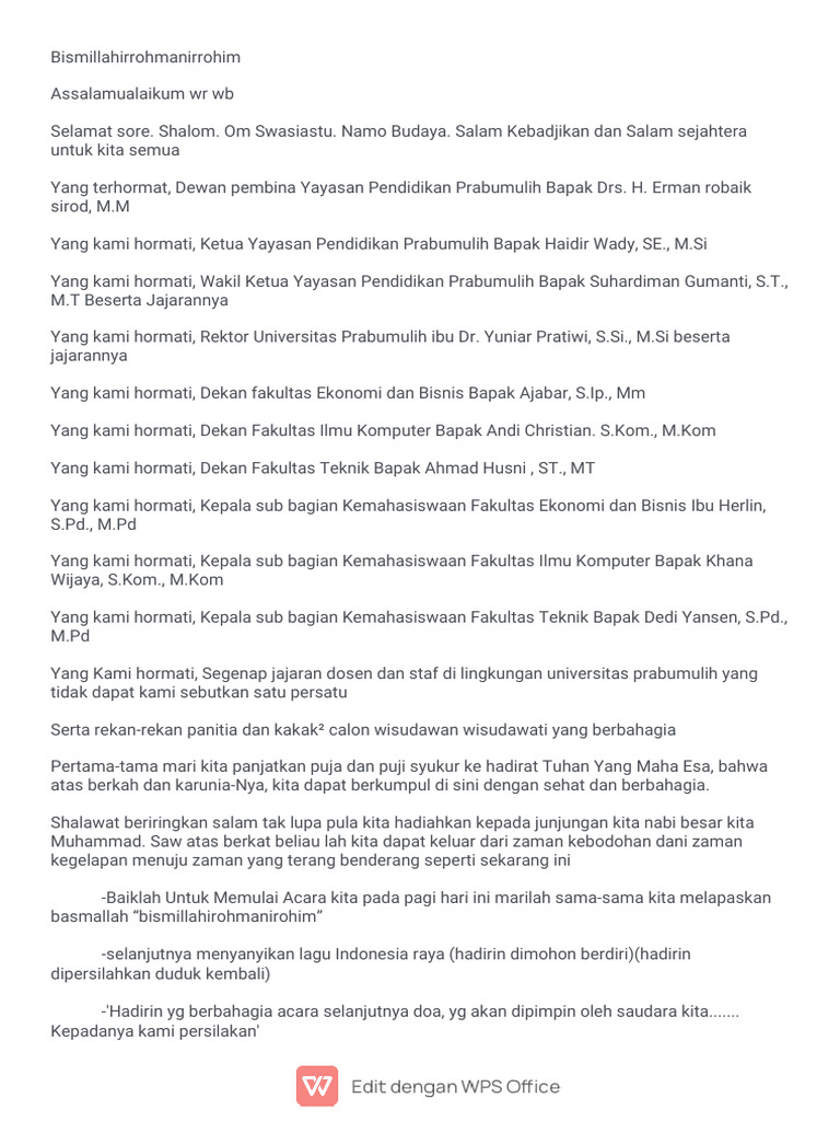 MC Yudisium Fasilkom 2023 | PDF | Kajian Bahasa Asing | Agama ...