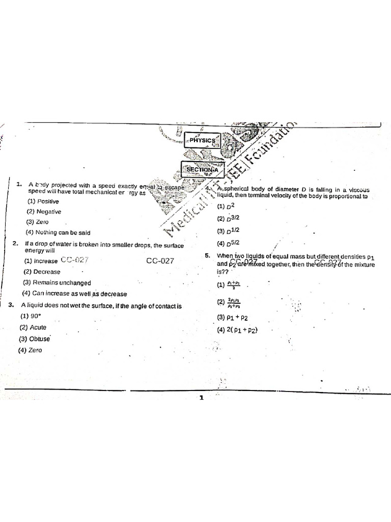FT 04 Phase 1 Question Paper | PDF