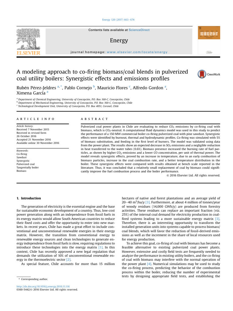 A Modeling Approach To Co Firing Biomass Coal Blends in Pulverized ...
