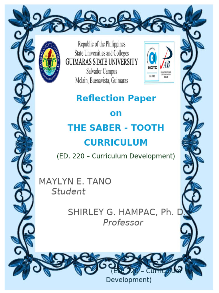 The Saber-Tooth Curriculum Reflection | PDF | Curriculum | Teachers