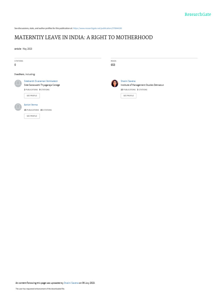 Maternity Leave | PDF | Surrogacy | Parental Leave