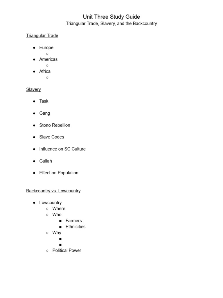 Unit Three Study Guide | PDF