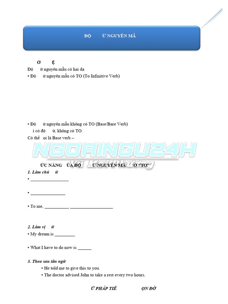 Cd3- Danh Động Từ Và Động Từ Nguyên Mẫu | PDF