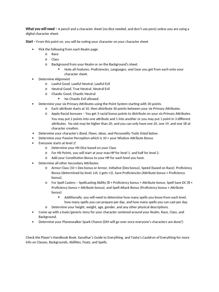 Character-Creation-Guide | PDF | Gary Gygax Games | Tabletop Games Character-Creation-Guide | PDF | Gary Gygax Games | Tabletop Games