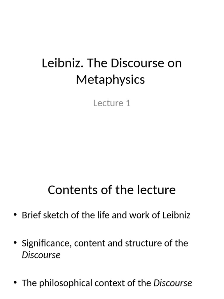 Leibniz's Discourse on Metaphysics Overview | PDF | Gottfried Wilhelm ...