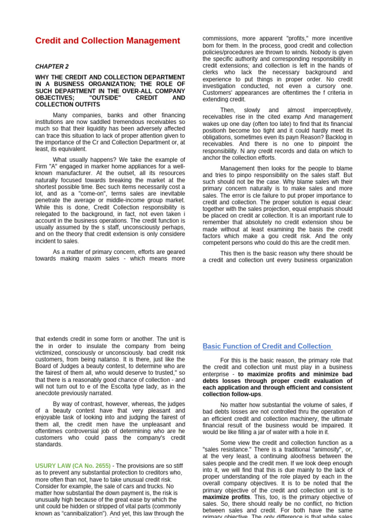 Credit and Collection Reviewer | PDF | Credit Card | Credit