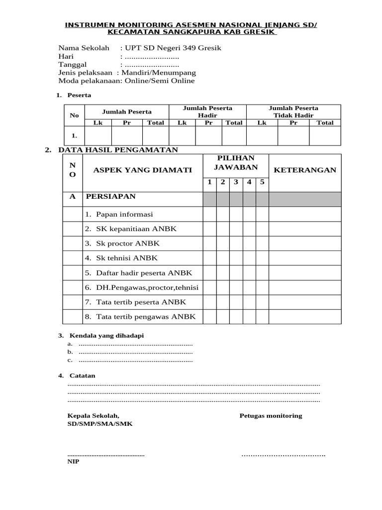 Format Monitoring ANBK | PDF | Teknologi & Rekayasa