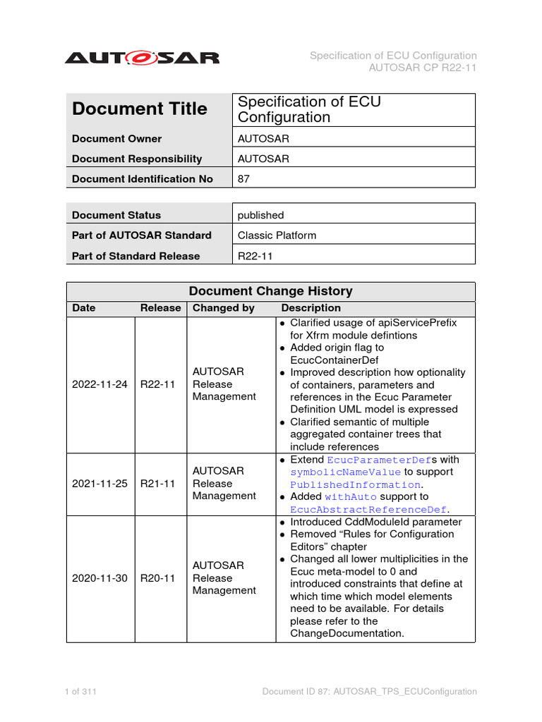 AUTOSAR TPS ECUConfiguration | PDF | Data Type | Parameter (Computer ...