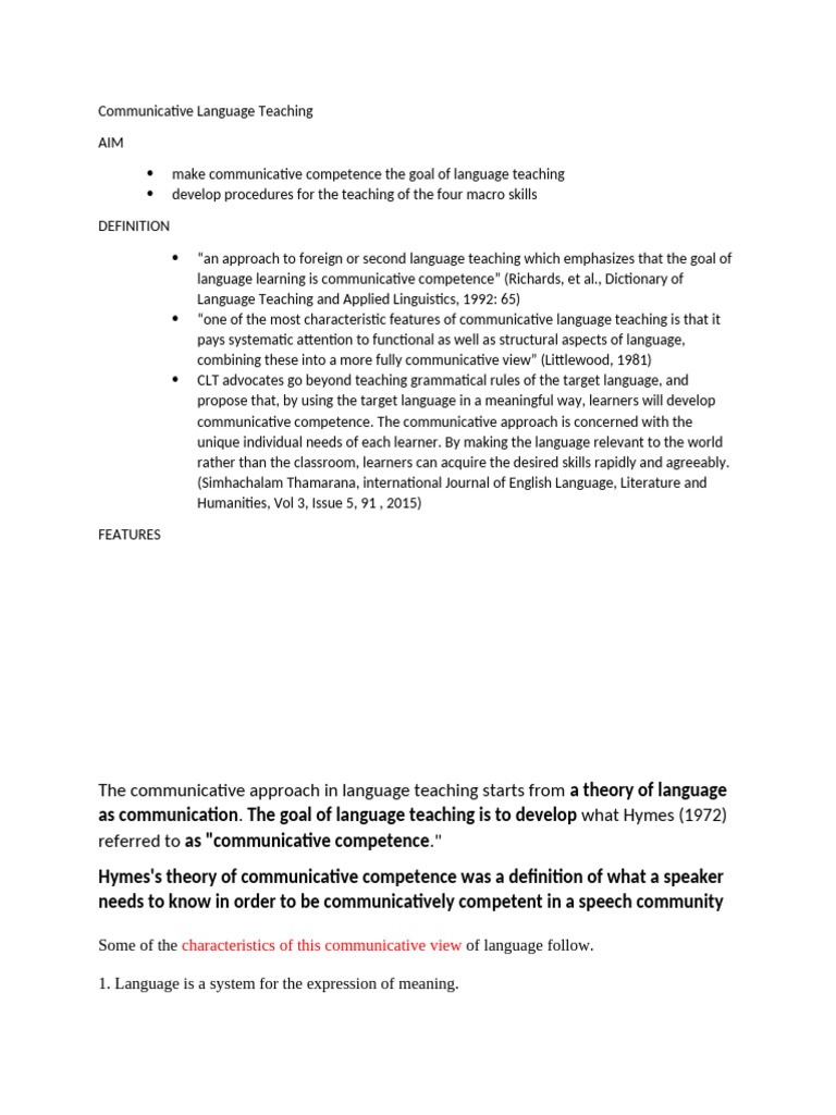 Communicative Language Teaching | PDF | Language Education | Cognitive ...