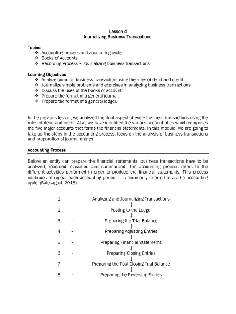 CMBE 2_Lesson 4 Module (Student Copy) | PDF | Debits And Credits ...