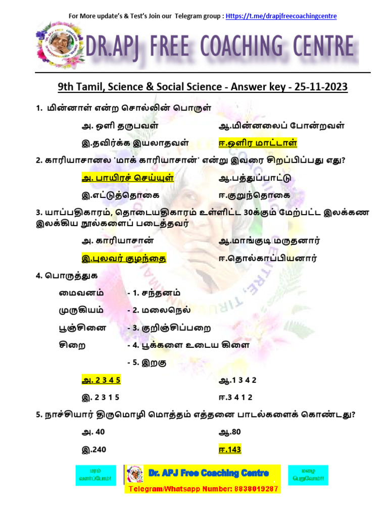Group I, II & IV - Test 10 - Answer Key - 25-11-2023 | PDF