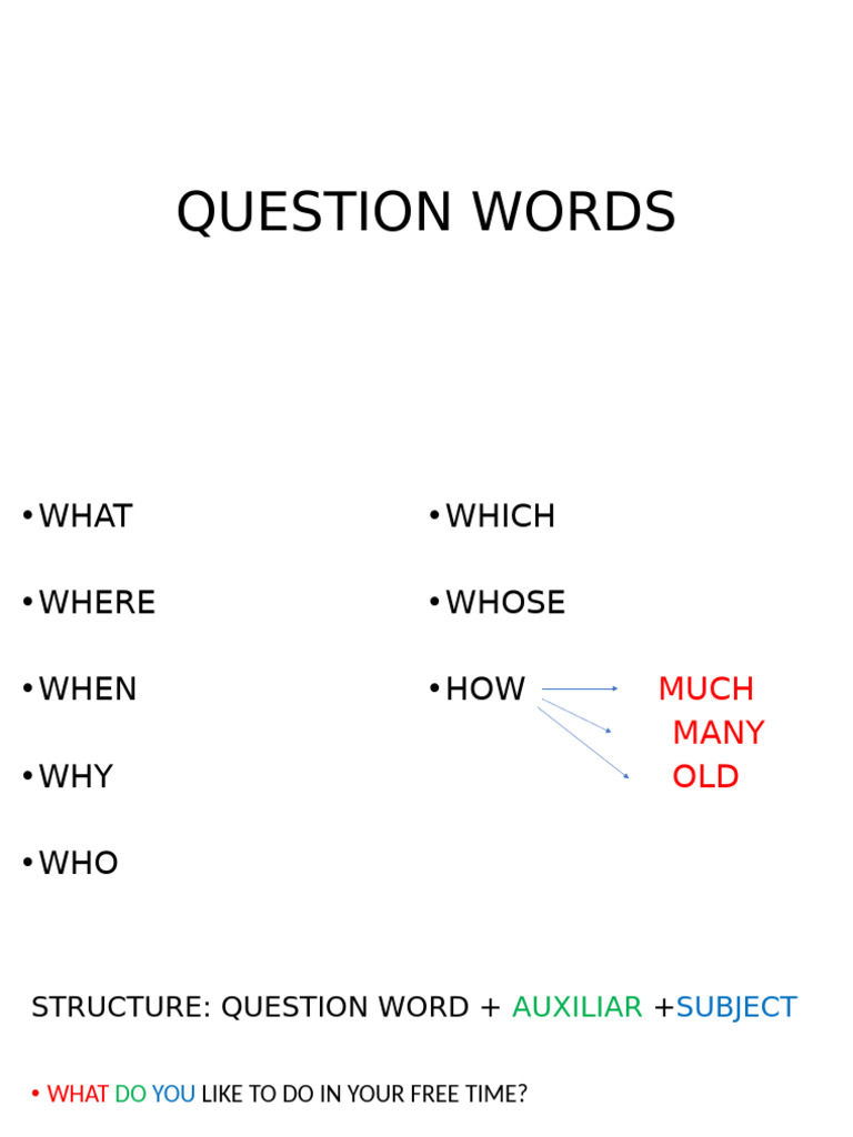 Question Words | PDF | Self-Improvement