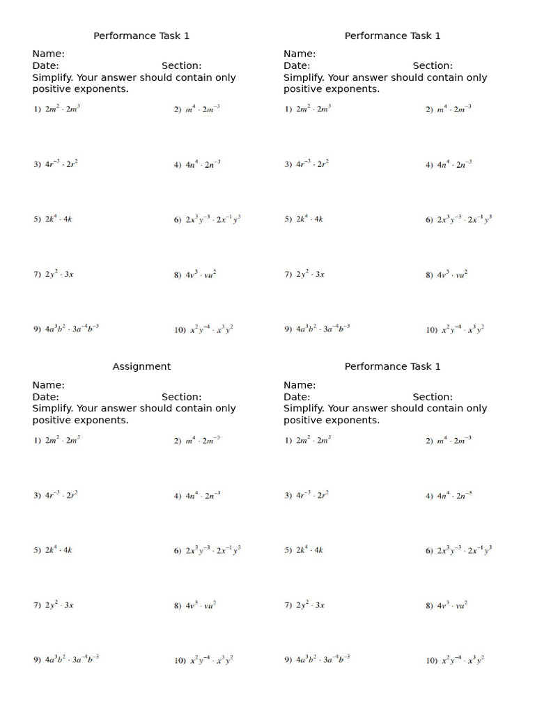 Assignment Laws of Exponent | PDF | Teaching Methods & Materials ...