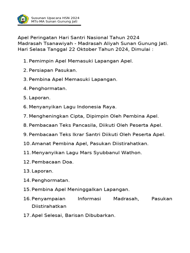 Upacara Peringatan HSN 2023 | PDF
