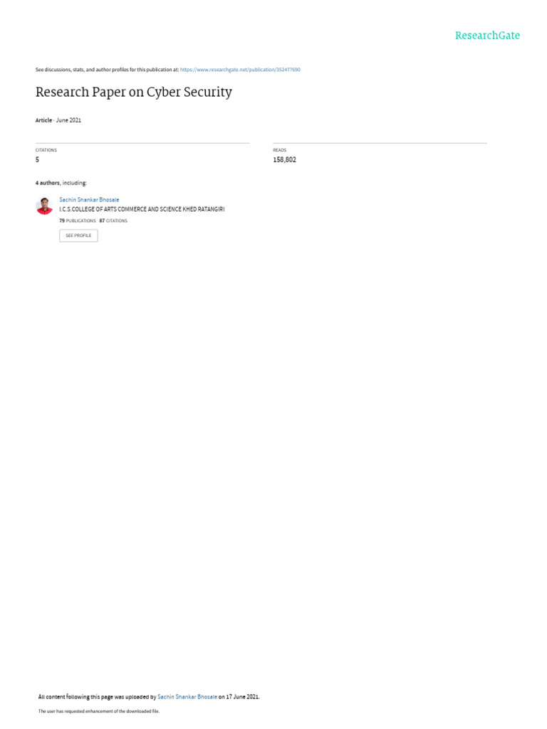 Researchpaperoncybersecurity Pdf Security Computer Security