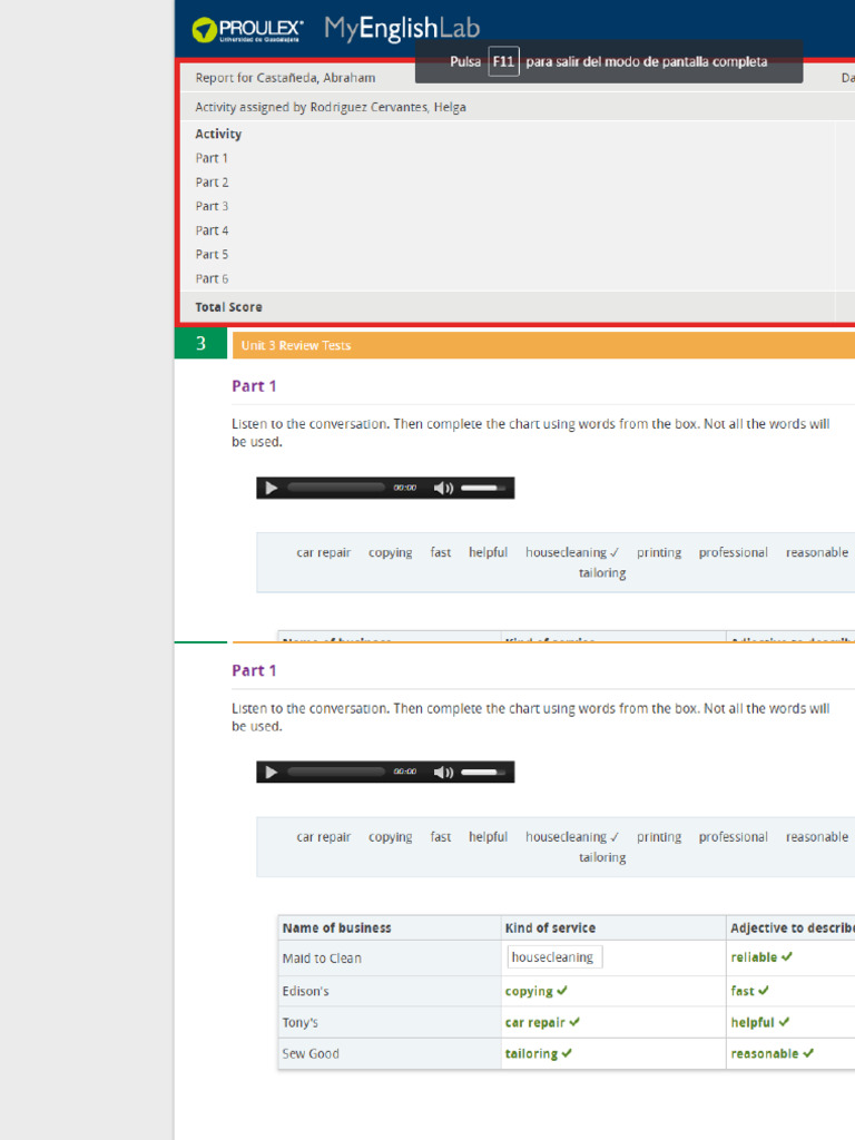 Myenglishlab Todos Los Ejercicios y Exams 6 | PDF