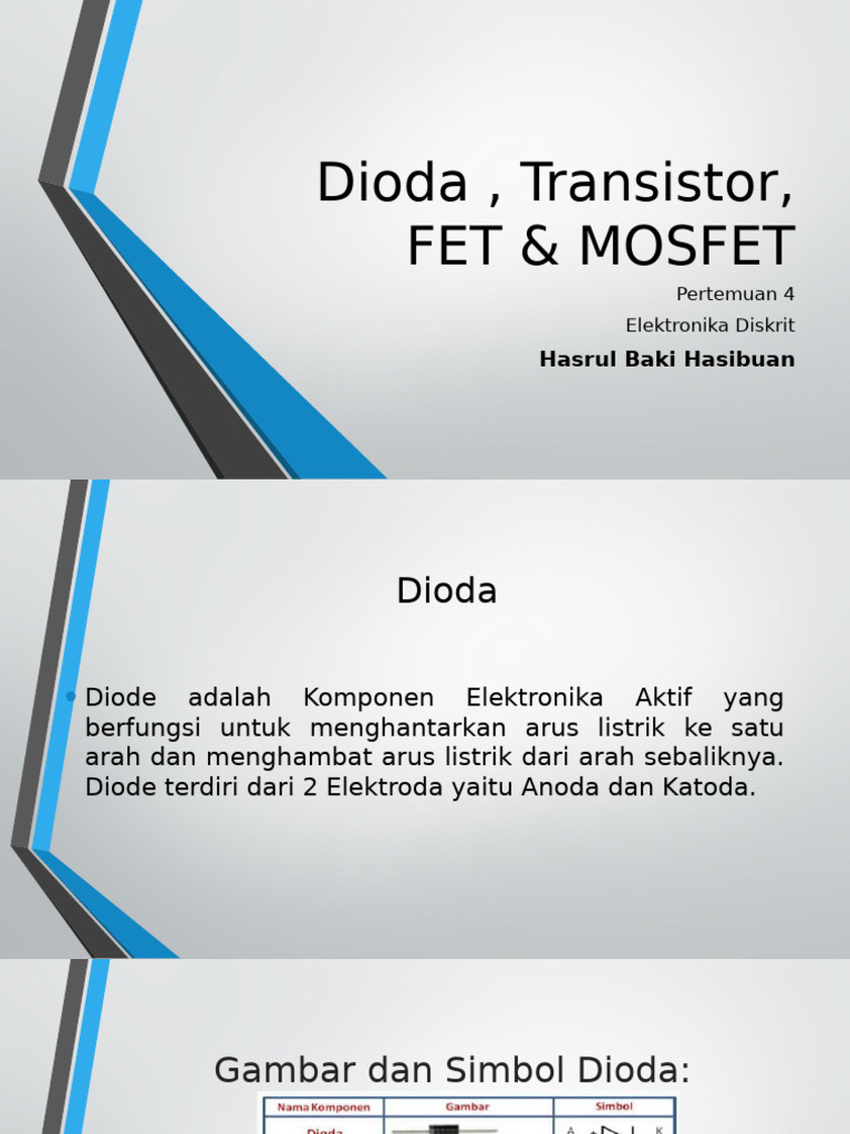 Pertemuan 4 El Diskrit Dioda, Transistor, FET & MOSFET | PDF | Sains & Matematika
