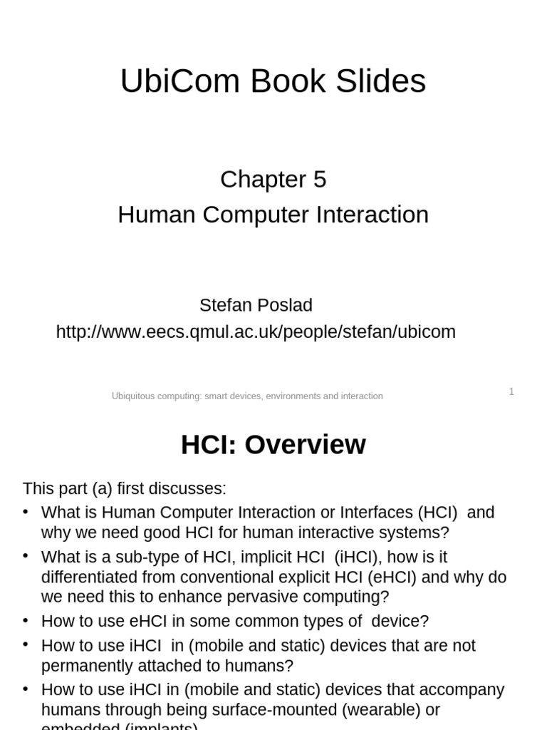 Ubicom Ch05 Slides | PDF | Human–Computer Interaction | Touchscreen