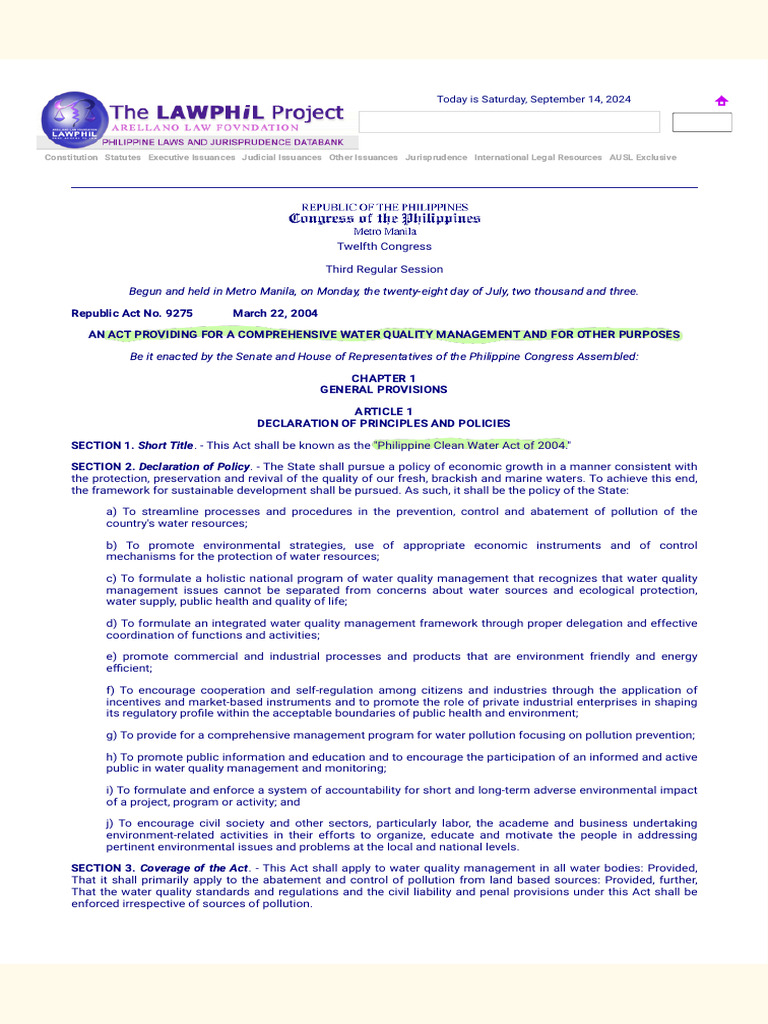 Ra 9275 - 202409140712 - 37446 | PDF | Groundwater | Water