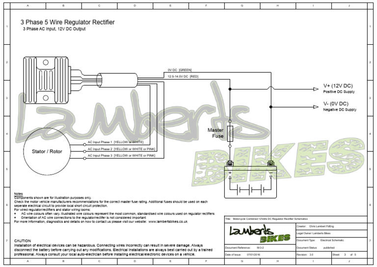 3 Phase 5 Wire REGULATOR RECTIFIER Wiring Diagram | PDF | Rectifier | Direct Current