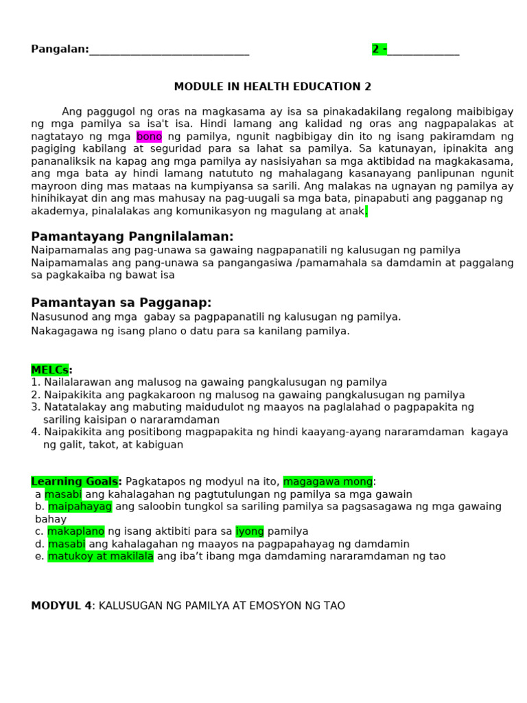 2 Health Module - 3rd Grading | PDF