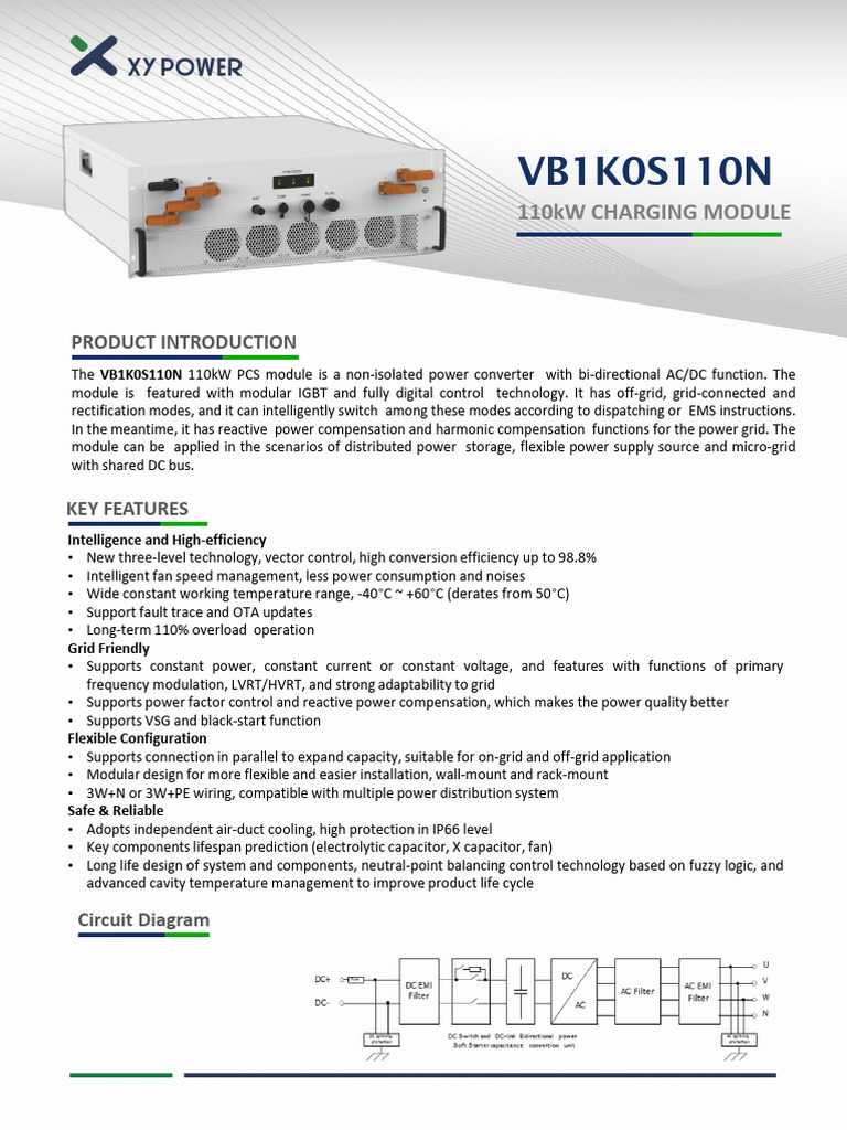 VB1K0S110N 110kW Bidirectional Charging Module For Power Convertion ...