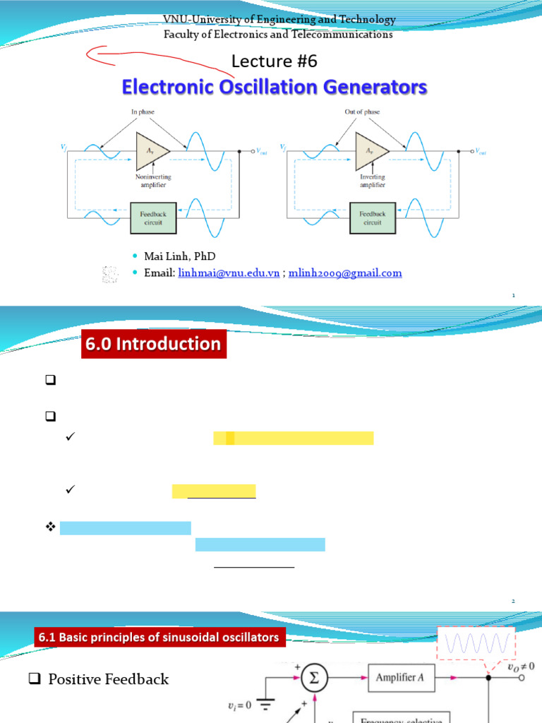 Lecture 6 - Signal Generators | PDF | Electronic Oscillator | Amplifier