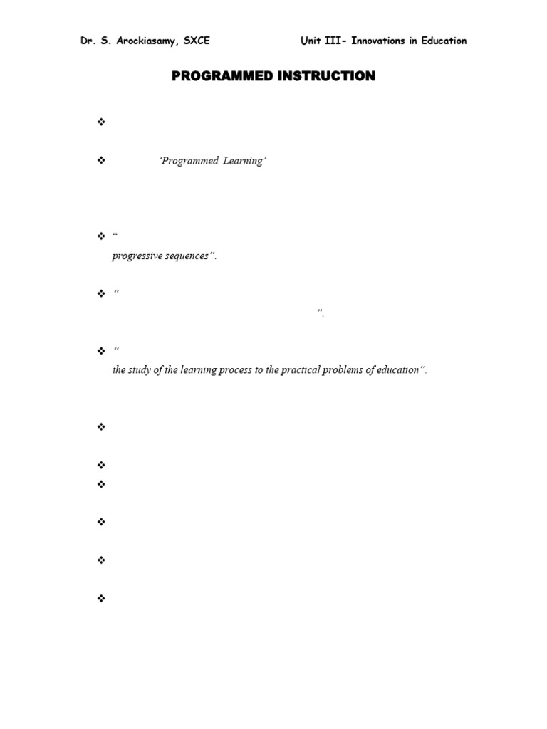 programmed-instruction-dr-arock | PDF | Learning | Multiple Choice