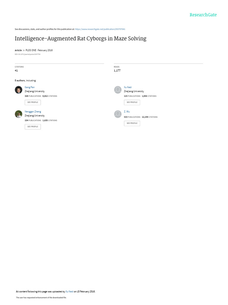 Intelligence-Augmented Rat Cyborgs in Maze Solving | PDF | Neuroscience | Cognitive Science