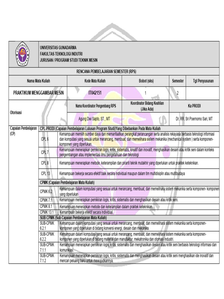 RPS Praktikum-Menggambar-Mesin | PDF