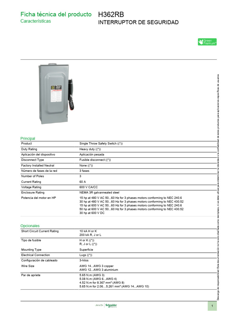 Interruptor de seguridad de uso rudo_H362RB | PDF | Materiales ...