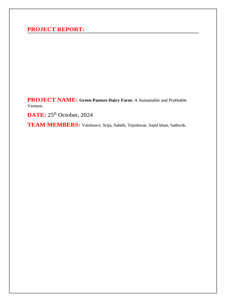 PROJECT REPORT, Dairy Farm | PDF | Dairy | Internal Rate Of Return