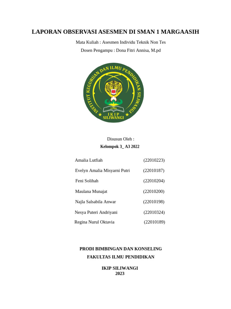 Laporan Observasi Sman 1 Margaasih | PDF | Karier & Perkembangan