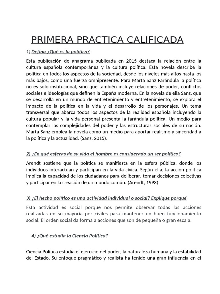 PRIMERA PRACTICA CALIFICADA TEORIA CLASICA | PDF | Ciencias Políticas | Filosofia politica