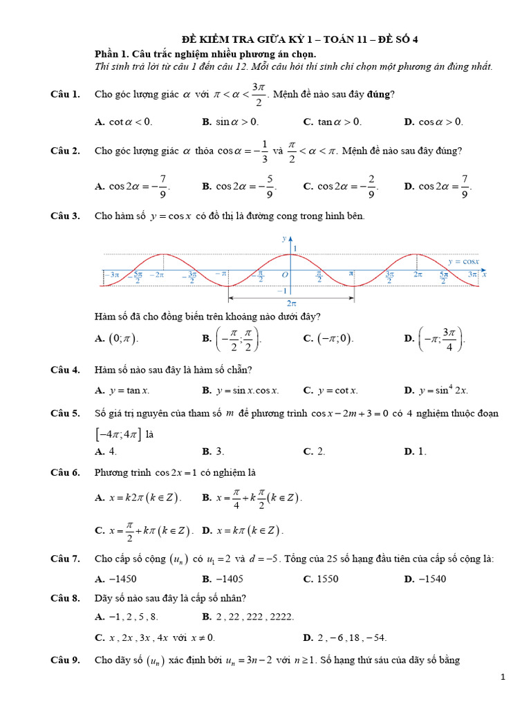 Đề Số 4 GK1 11 | PDF
