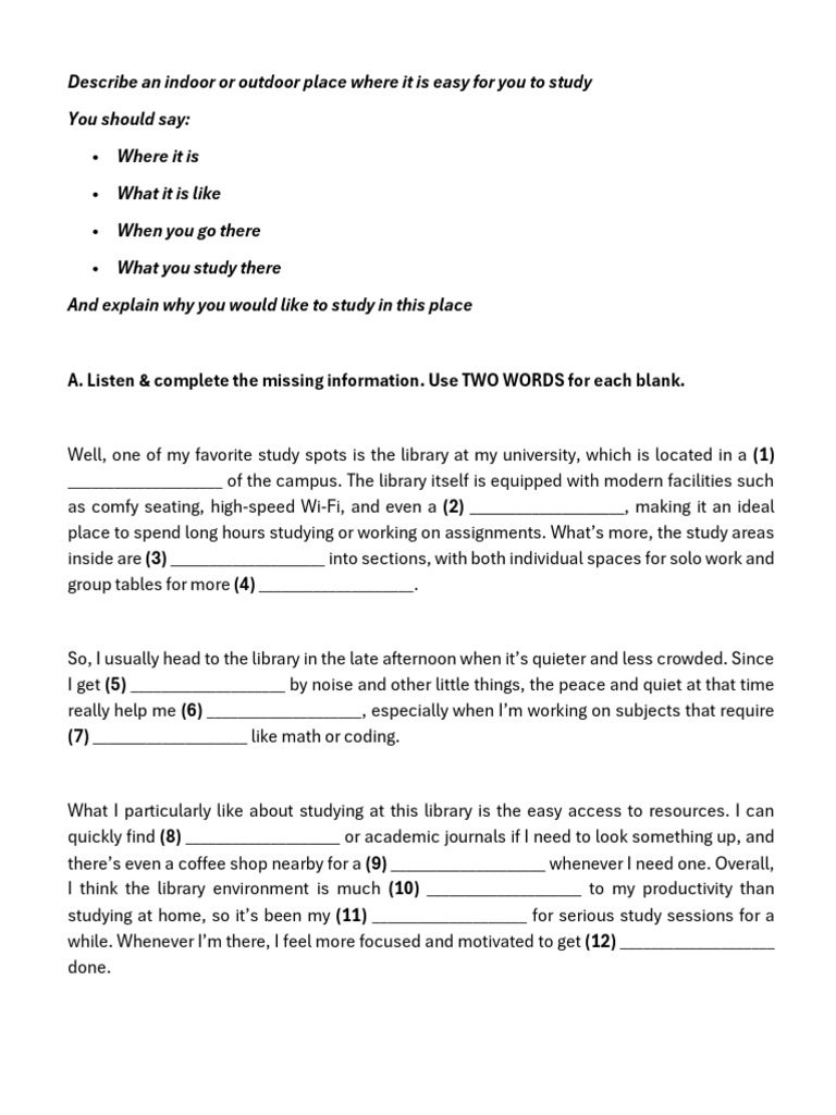 Part 2 - Place 4 Study (Task) | PDF | Libraries | Human Communication
