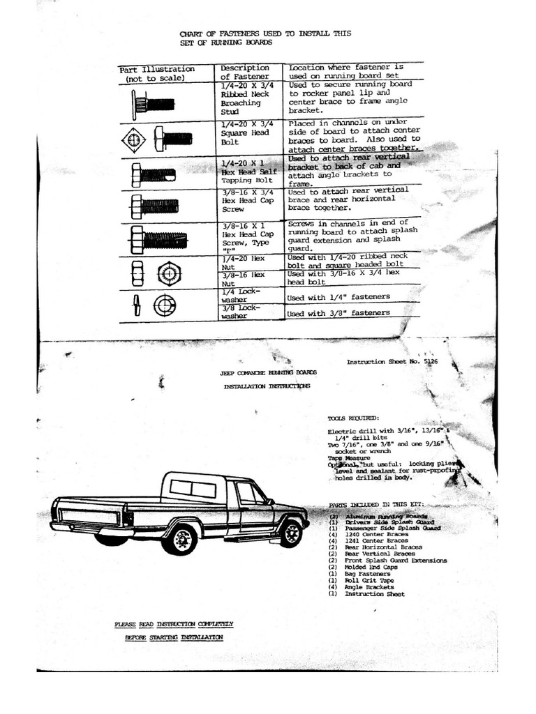 AMC Jeep Comanche Running Boards Instructions | PDF