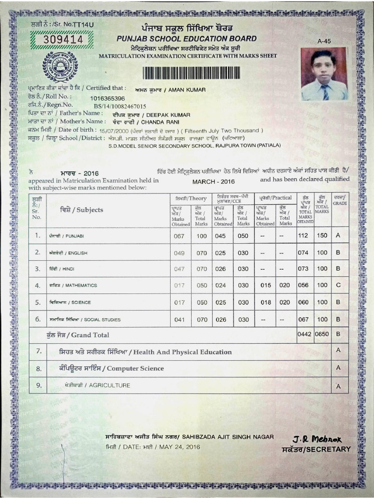Aman 10th 12th Certificate | PDF