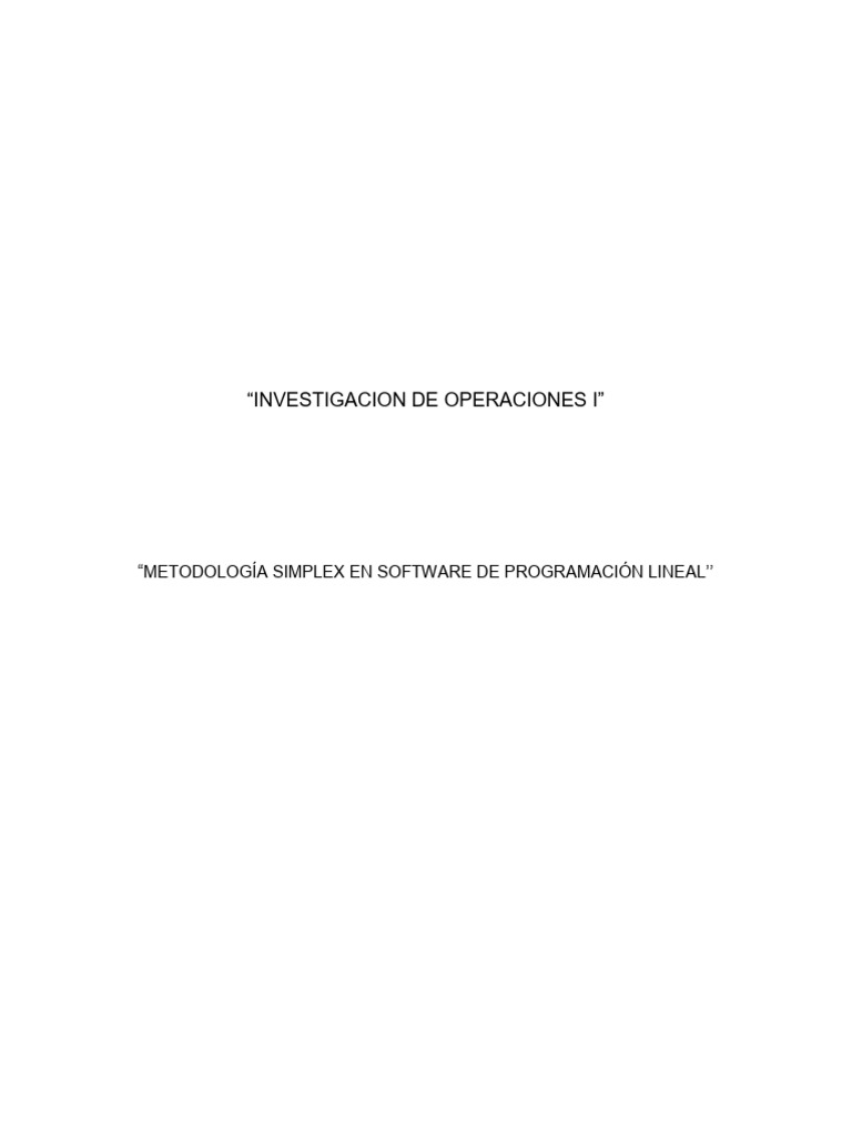 Método simplex UwU | PDF | Programación lineal | Matemáticas Aplicadas