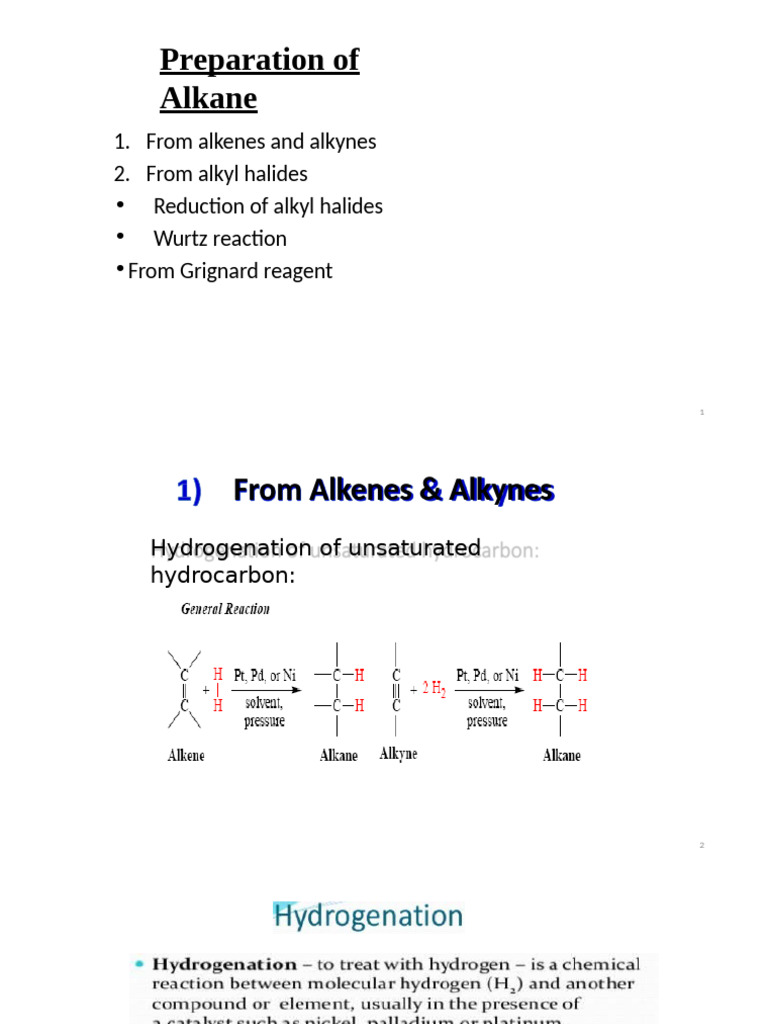 Methods for Preparing Alkanes | PDF | Alkene | Chemical Reactions