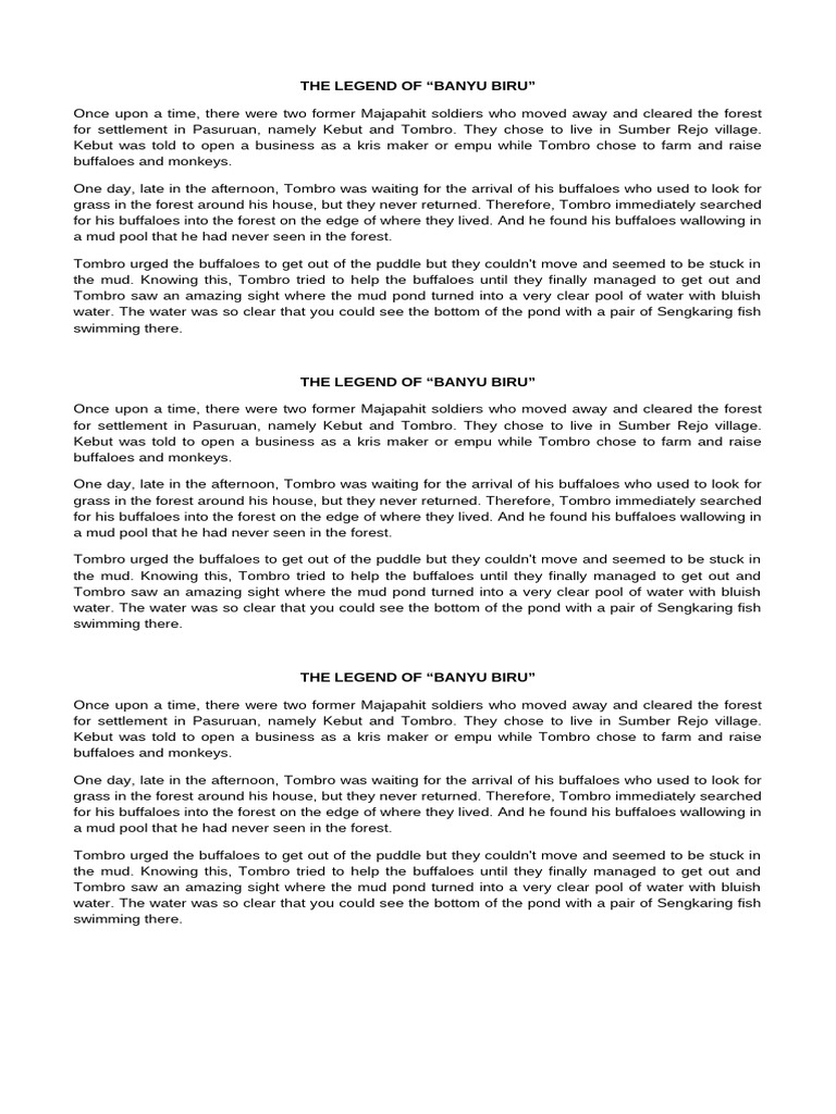 The Legend of Banyu Biru | PDF