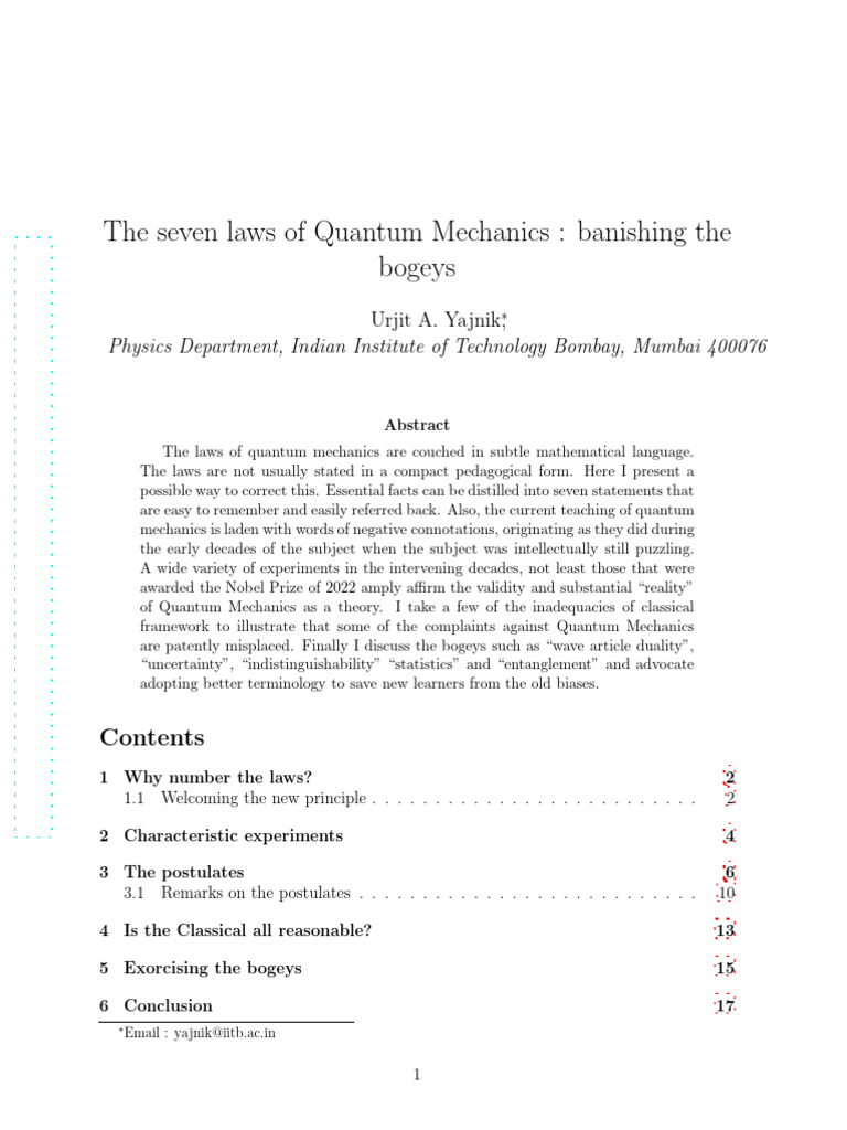 Seven Laws of Quantum Mechanics Explained | PDF | Quantum Mechanics ...
