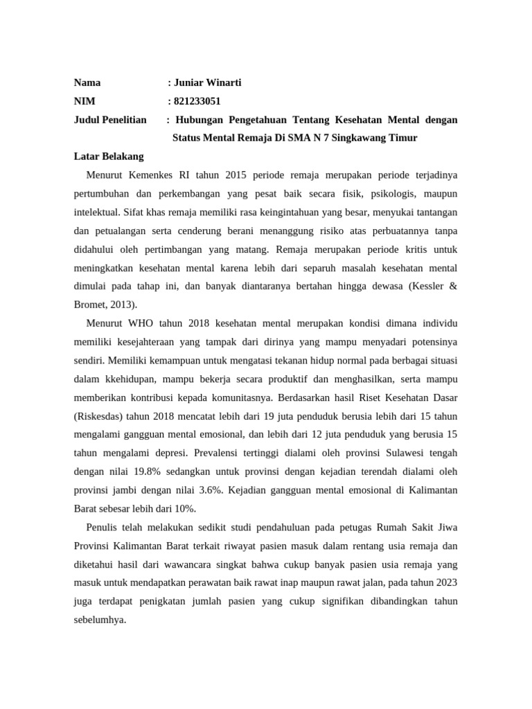 Pengetahuan Dan Status Mental | PDF | Pengembangan Diri